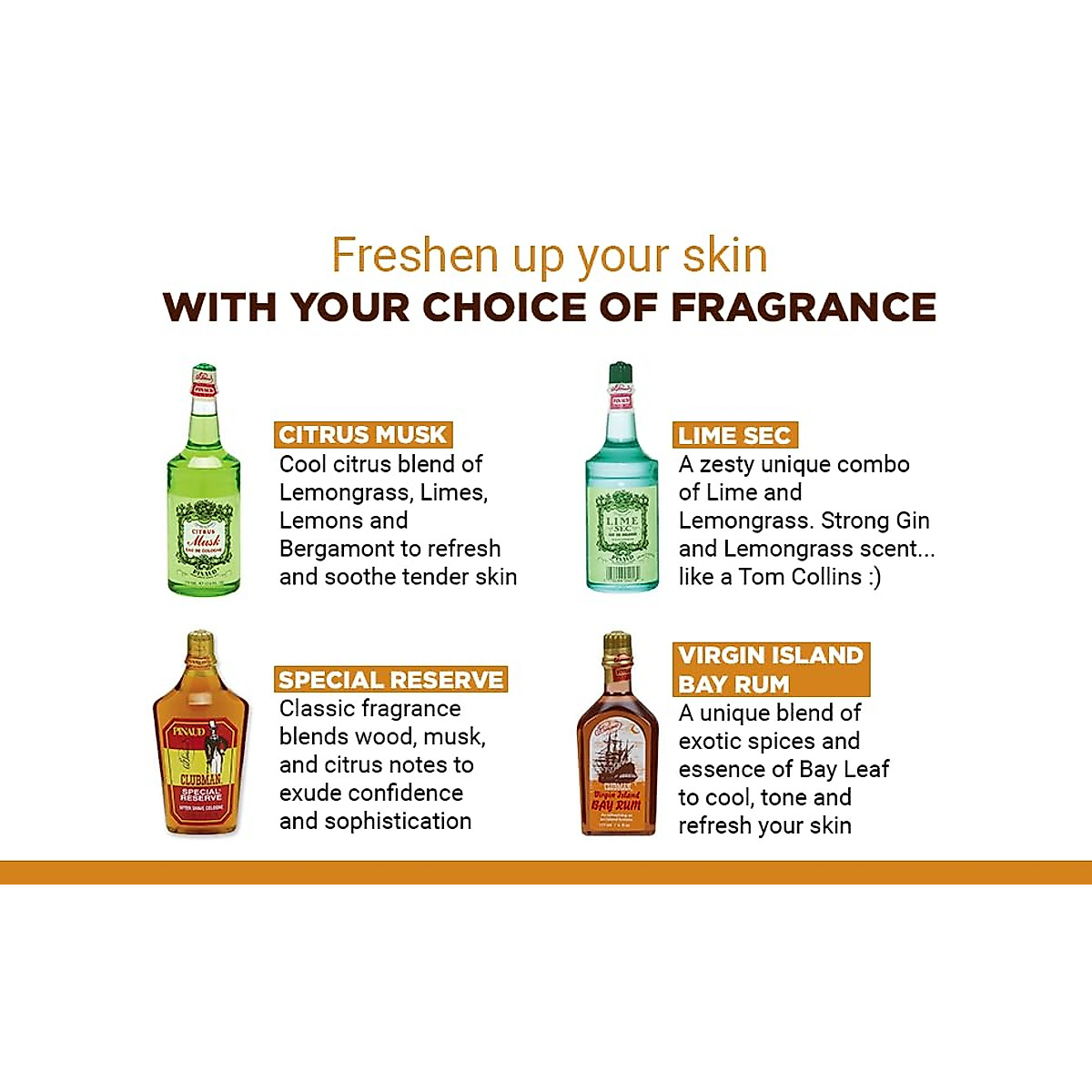 Clubman Pinaud Virgin Island Bay Rum Shave Cologne, After Shave Fragrance, 6 fl oz