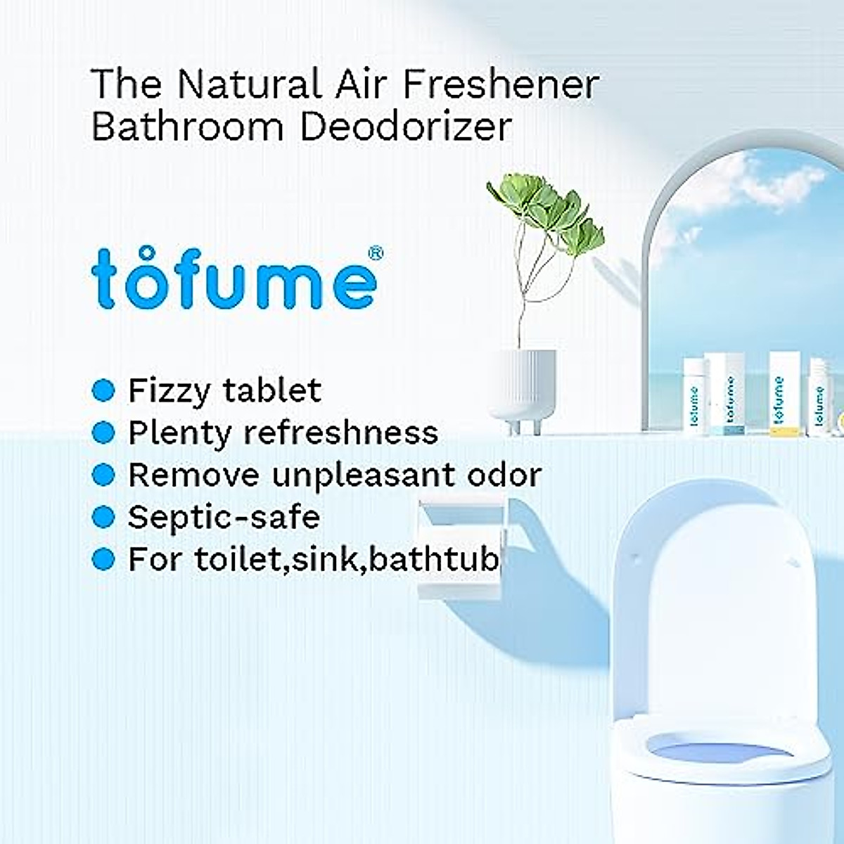 tofume Effervescent Bathroom Air Fresheners - Fresh Minty Lavender Fragrance - Toilet Deodorizer Tablets, Air Fresheners For Bathroom, Drop in Flushable Air Freshener Toilet Fresheners, 1 Pack