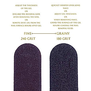 Pasasfashion Two Way Emery Nail File Board 180/240 Grit for Gel Nail/Acrylic Nail/Nail Polish (No Letter Matte Black 10 pics in)
