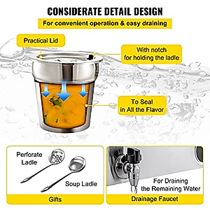 Commercial Food Warmer 8.4 Qt Capacity with Adjustable Temperature Control and Stainless Steel Construction