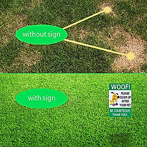 WaaHome Pack of 2 Double Sided Woof Please Clean Up After Your Pet Yard Signs with Stakes, 8"X12" Funny No Poop Pee Dog Yard Sign Lawn Sign