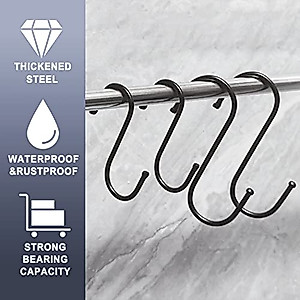 BYFU 40 Pack Black S Hook Hanging, Heavy Duty S Shaped Hooks for Utensils Clothes Bags Towels Plants (Medium)