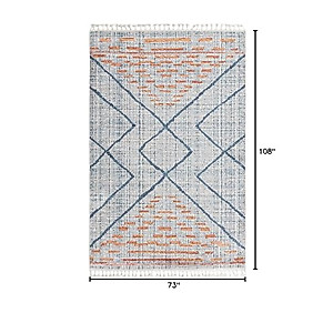 Unique Loom Aramis Collection Area Rug - Kavi (6' 1" x 9' Rectangle, Blue/ Ivory)