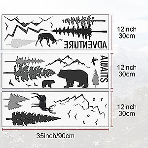 Tenare 3 Sheets Nursery Wall Decals Dreamy Forest with Pine Tree Animal Deer and Mountain Decals Inspirational Quote Wall Stickers DIY Wall Decals for Kids' Room Living Room Bedroom (Simple Style)