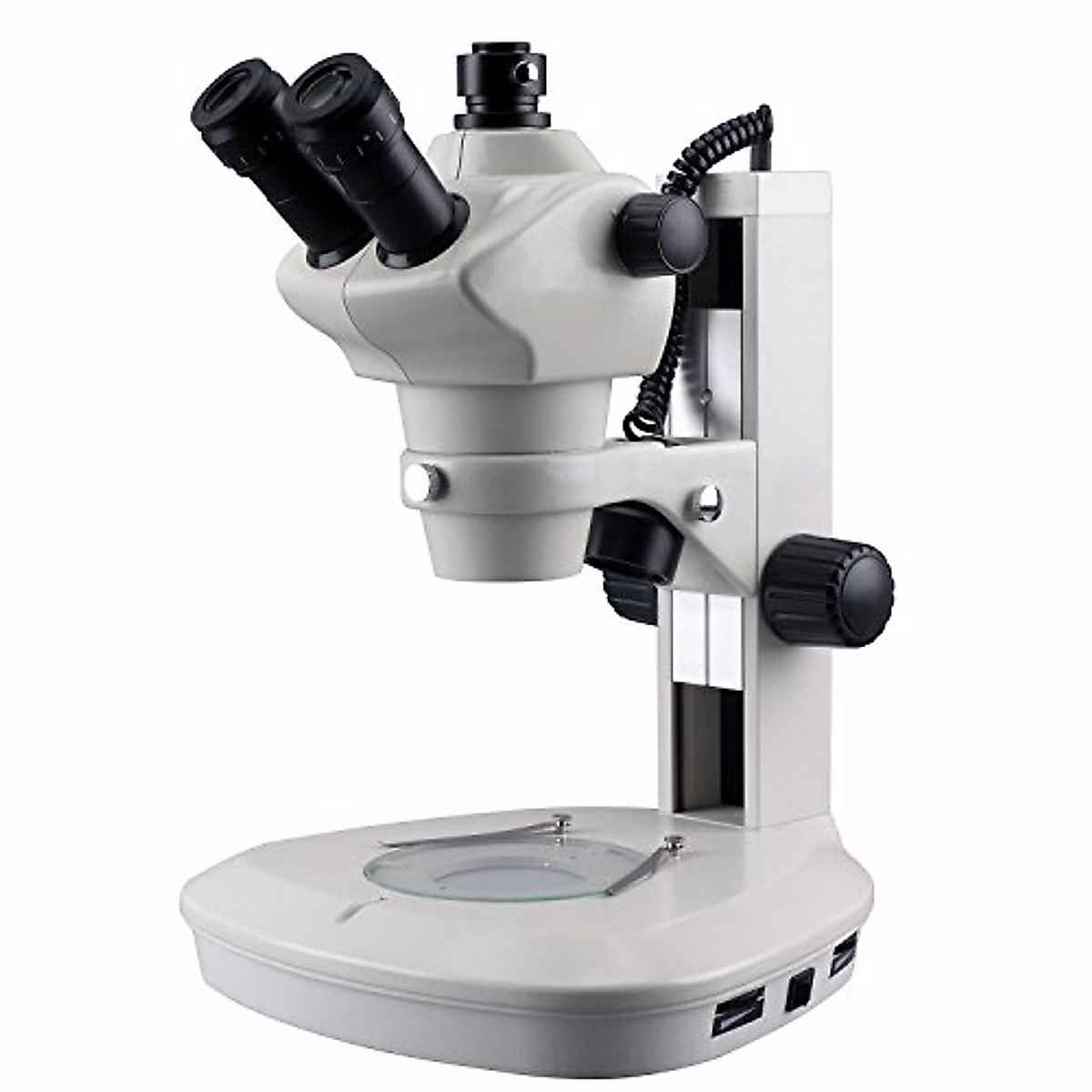 8X-50X Track Stand Stereo Zoom Trinocular Microscope w/Top & Bottom LED Lights