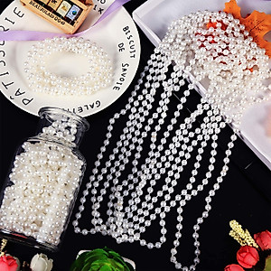 Hicarer 24 Pcs Fake Pearl Necklaces Bulk White Faux Bead Necklace Mardi Gras Beads Necklace for Wedding Bridal Birthday Party Decorations