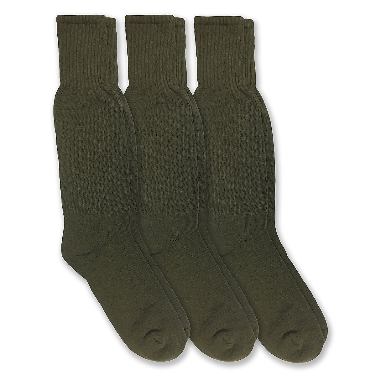Jefferies Socks Military Combat Uniform Rib Crew Boot Socks 3 Pair Pack (Sock: 9-11/Shoe: 5-8, Olive Green)