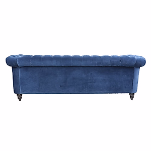 NOSGA Large Sofa, Modern 3 Seater Couch Furniture, Three-seat Sofa Classic Tufted Chesterfield Settee Sofa Tufted Back for Living Room (Blue)