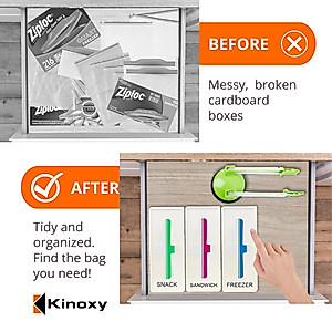 Baggy Rack Holder For Food Prep Bag, Freezer Hands Free Baggy Rack Holder, Snack Sandwich Quart Meal Prep Bag Holder, Bag Storage Box Organizer & Label Stickers Included