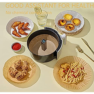 Disposable Air Frying Pan Paper 100 Pcs 7.9 Inch Non Stained for Microwave Oven Fryers Basket Frying Pan, Food Grade Microwave Baking Paper