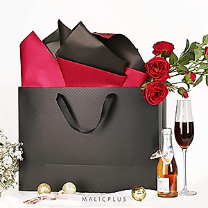 MALICPLUS 12 Extra Large Gift Bags 16x6x12 Inches, Luxury Matte Black Large Gift Bags with Handles for All Occasions (Lattice Texture Finish)