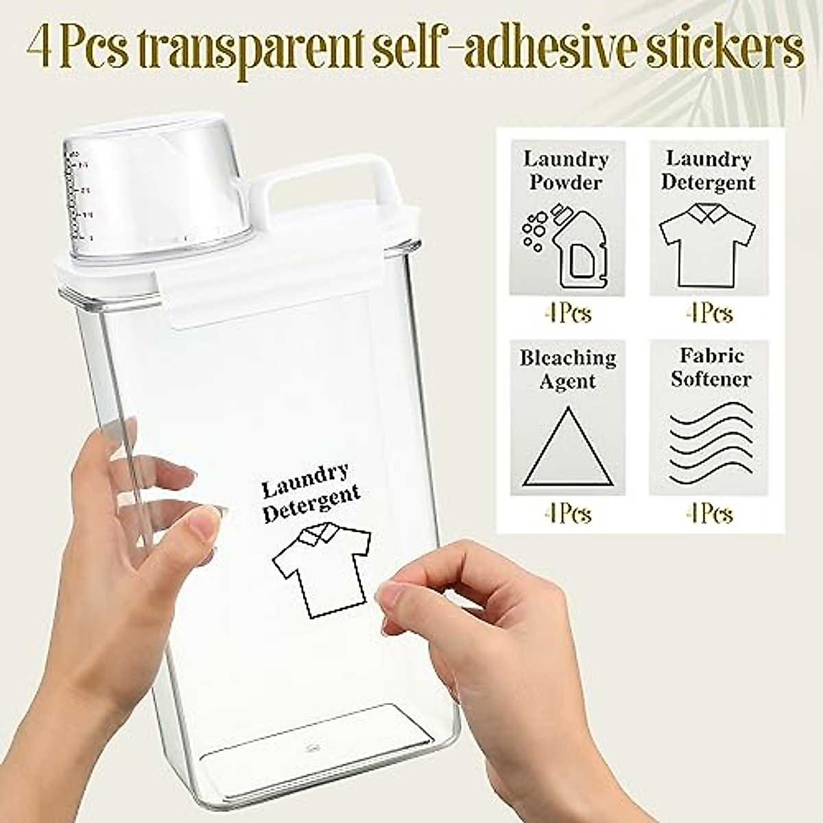 4 Pcs Laundry Detergent Dispenser Fabric Softener Dispenser 78/98 oz Laundry Powder Container Laundry Detergent Holder with Lid 16 Removable Labels for Soap Rice Oatmeal PET Food Grain, Clear (98 oz)