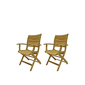 Amazonia Dublin 2-Piece Folding Armchairs | Certified Teak | Ideal for Outdoors and Indoors, with ARMS