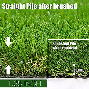 AYOHA Artificial Turf 4' x 5' Realistic Synthetic Grass, 1.38" Pile Height, Fake Lawn, Landscape for Pets Area, Play Ground, Pool Area, Backyard, Patio, Balcony, Drainage Holes, Custom Size