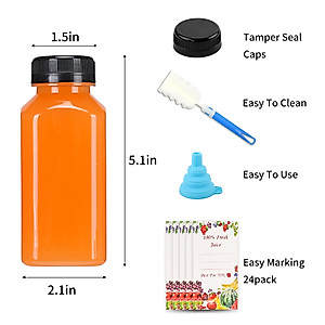 SUPERLELE 20pcs 8oz Empty Plastic Juice Bottles with Caps, Reusable Water Bottle, Clear Bulk Drink Containers with Black Tamper Evident Lids for Juicing, Smoothie, Drinking and Other Beverages