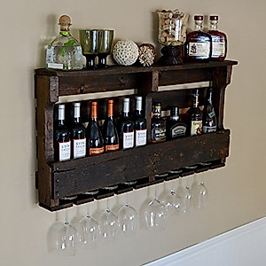 Great Lakes Reclaimed Wall Mounted Wine Rack,(Espresso/Dark Walnut Stain Finish)
