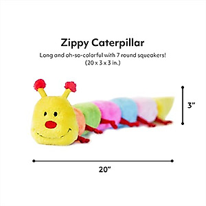 ZippyPaws - Colorful Caterpillar Dog Toy, Rainbow Dog Toy with Squeakers, Plush Dog Toys for Aggressive Chewers, Summer Dog Toys, Rainbow Dog Pride Accessories