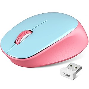 Trueque Wireless Mouse E702 2.4GHz Portable Computer Mouse with USB Receiver, Comfortable Silent Mice for Laptop, Chromebook, PC, Notebook, Desktop, Windows, Mac (Blue&Pink)