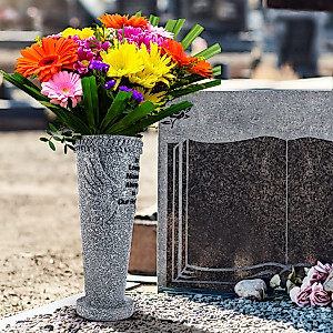 MIBUNG Cemetery Grave Vase with Ground Spikes, Angel Wings Vase for Fresh/Artificial Flowers, Floral Holder Headstone Decorations Grave Marker Memorial Stone Garden Yard Stake, Sympathy Gift