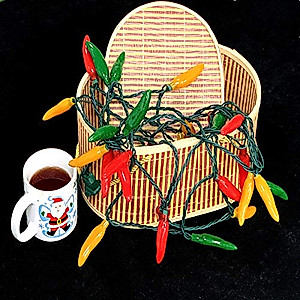 JinBest 35 LED Red Green and Yellow Chili Pepper Lights, 18 Ft Green Wire House Decorative Lighting, for Indoor Party, Kitchen, Living Room, Garden, Patio.