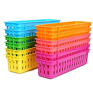 ZZYFGH 12 Pack Pencil Holder for Kids Desk, Colorful Pen Baskets Tray for Organizing Classroom Supplies