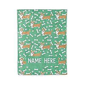 Personalized Custom Corgi Fleece and Sherpa Throw Blanket for Men Women Kids Babies - Blankets Perfect for Bedtime Bedding or as Gift Dog Dog Mom Dad