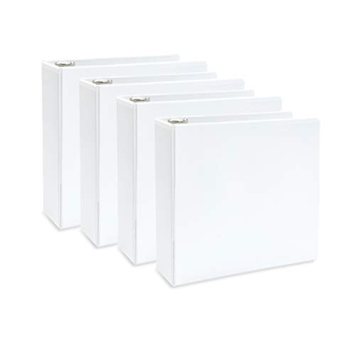 4 Pack 3 inch 3 Ring Binders, Rugged Heavy Duty Design for Home, Office, and School, Holds up to 625 Sheets of 8.5 Inch x 11 Inch Paper, White, 4 Binders