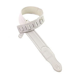 Walker & Williams G-04-WHT Ivory White Handmade Guitar Strap With Arctic White Padded Glove Leather Back For Acoustic, Electric, And Bass Guitars