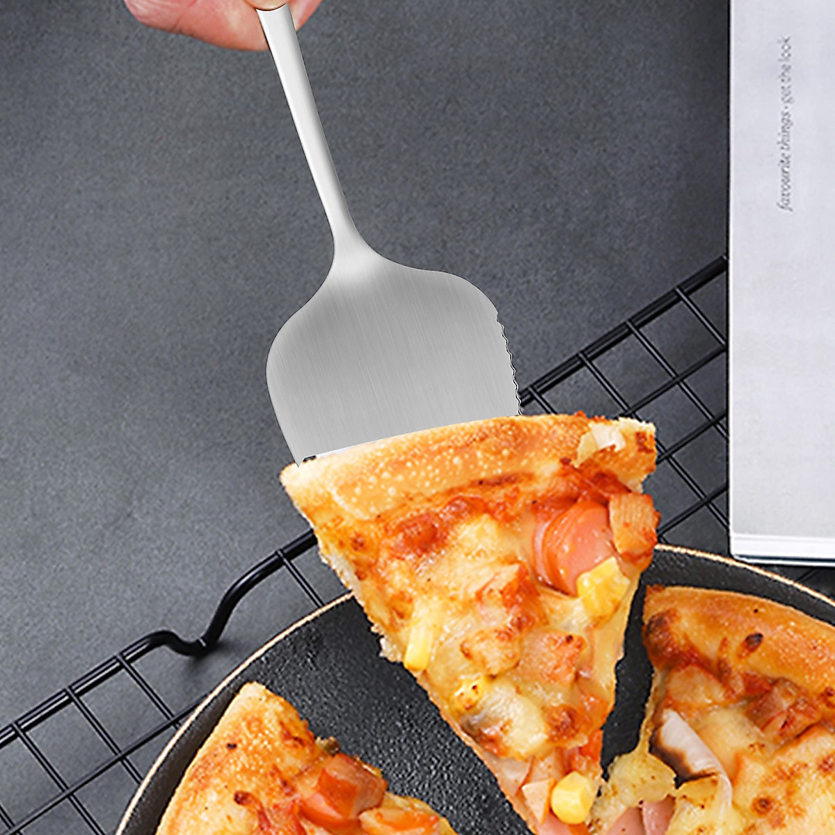 LIANYU 8 Piece Serving Utensils, Stainless Steel Flatware Hostess Serving Set, Mirror Finished, Dishwasher Safe