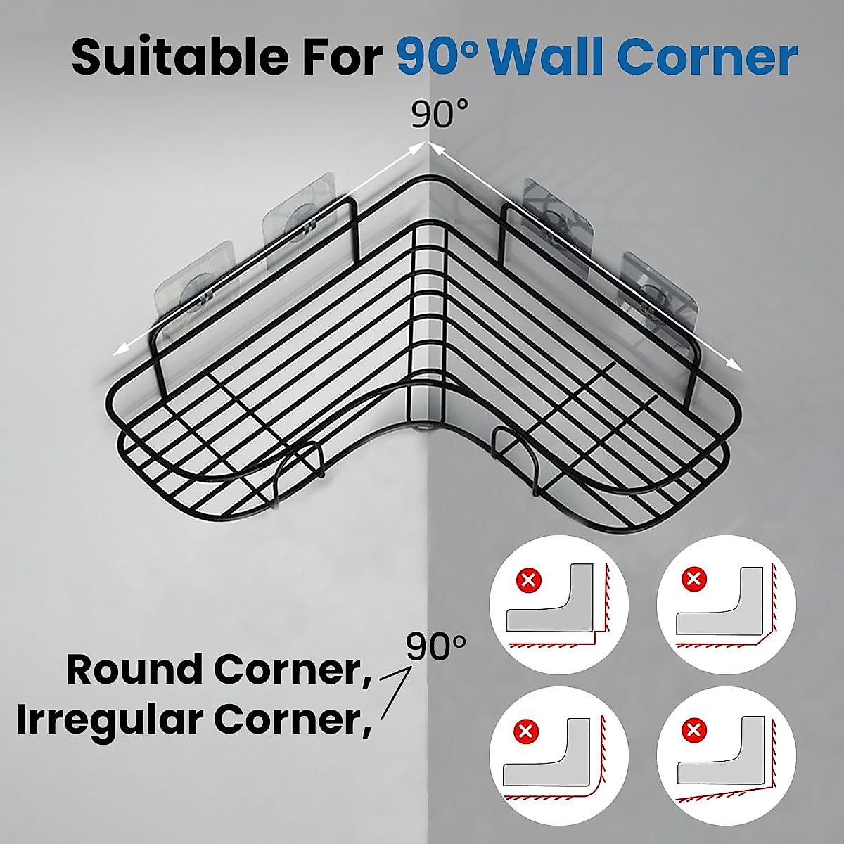 AMerryApple - Shower Caddy-2 Pack | Shower Shelf for Inside Shower | Shower Organizer Corner | Strong Adhesive Shower Shelves | Large Storage Capacity - Corner Shower Caddy