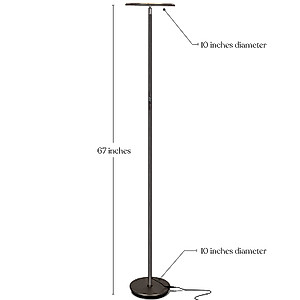 Brightech Sky Flux Dimmable LED Floor Lamp – Super Bright Floor Lamp for Living Room and Offices – Torchiere Standing Lamp with 3 Light Options, Tall Lamp for Bedroom Reading and More - Bronze