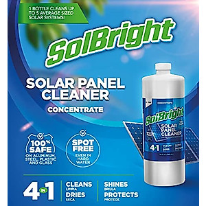 Rotak SolBright 4-in-1 Solar Panel Cleaner Concentrate For PV Solar Panels Spot Free Quick Dry Non-toxic Cleans Up to 10 Solar Systems (32 oz)