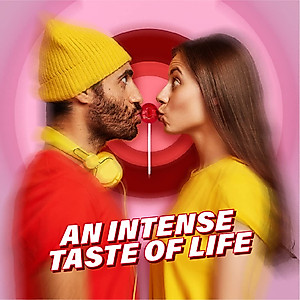 Colombina Bon Bon Bum Classic Lollipops w/Bubble Gum Center, Strawberry Flavor, Individually Wrapped, Ideal for Party Favors and Gifts, 1 Pack (10 Count)