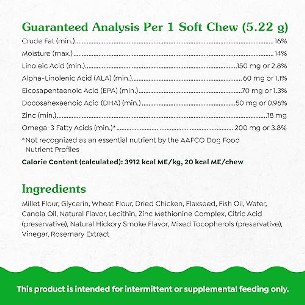 Greenies Supplements Dog Skin and Coat Supplements with Fish Oil & Omega 3 Fatty Acids, Chicken Flavor, 80 Count Soft Chews, 14.7 oz.