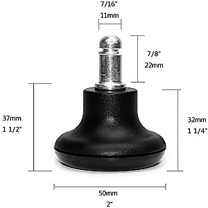 Bell Glides Replacement Office Chair or Stool Swivel Caster Wheels to Fixed Stationary Castors, Low Profile Bell Glides with Separate Self Adhesive Felt Pads, Chair Feet Wheel Stopper