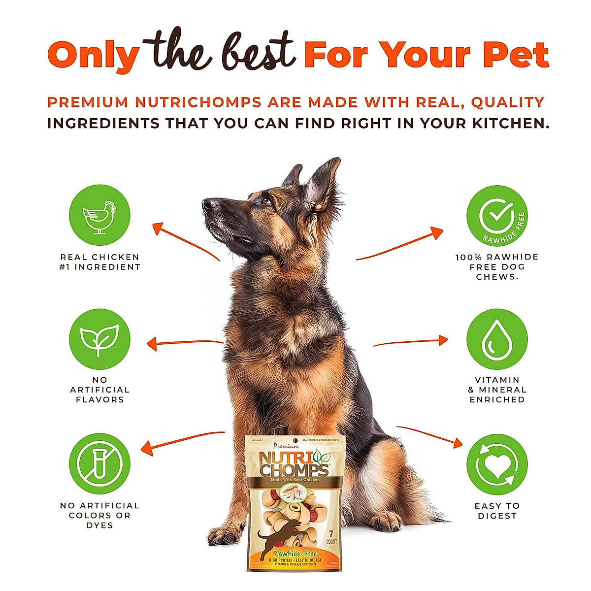 NutriChomps Dog Chews, 4-inch Knots, Easy to Digest, Rawhide-Free Dog Treats, 7 Count, Real Chicken