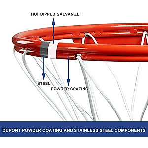Katop Breakaway Basketball Rim, Heavy Duty Triple Springs Basketball Rim Replacement with Nylon Net Indoor and Outdoor, Standard Goal Reinforced Mounting Bracket Fit Most Size Backboards
