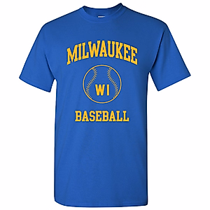 Milwaukee Classic Baseball Arch Basic Cotton T-Shirt - Large - Royal