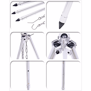 Camping Tripod Cooker 44 LB Load Folding Campfire Cooking Dutch Oven Tripod Grill Stand Open Fire Tripod Adjustable Grill Tripod Cooker Cooking Lantern Tripod Hanger