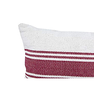 Creative Co-Op Cotton Canvas Red Stripe Pillow (Pack of 1)