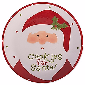 DII Seasonal Holiday Baking Collection Decorative Kitchen Servewantae, 8.3x8.3, Small Santa Cookie Plate