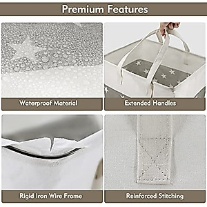 Lifesela 2-Pack Large Laundry Basket, 80L Collapsible Laundry Hamper with Extended Handles, Waterpoof Clothes Hampers for Laundry, Freestanding Tall Laundry Bin for Bedroom, Bathroom, Dorm, Grey