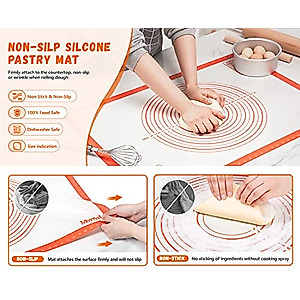 MMmat Silicone Pastry Mat, Extra Large Non-slip Silicone Baking Mat with Measurements, Counter Mat, Dough Rolling Mat, Fondant and Pie Crust Mat, (36 x 24 IN) 36'' By 24''