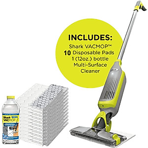 Shark VM200P10 VACMOP Cordless Hard Floor Vacuum Mop with 10 Disposable Pads and 12 oz solution Charcoal Gray -(Renewed)…
