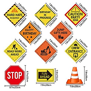 TUPARKA 16pcs Construction Themed Party Decorations Double Sided Cutouts Traffic Signs for Boys Kids Birthday Party and Bedroom Decorations