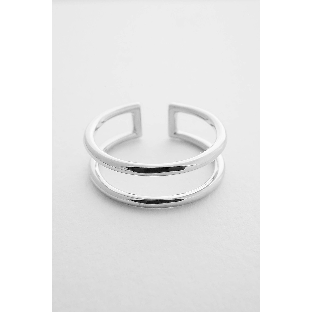 Honeycat Double Stack Open Adjustable Ring in Gold, Rose Gold, or Silver | Minimalist, Delicate Jewelry (Silver, 8)