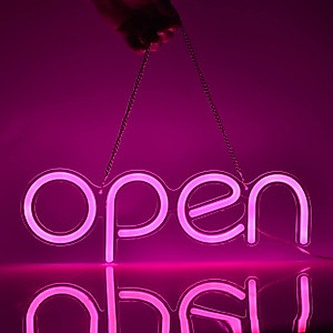LED Open Sign,16x6 inch Open Signs for Business with Open Close Sign(Pink)