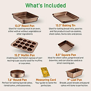 NutriChef 20-Piece Nonstick Kitchen Cookware Set - PTFE/PFOA/PFOS-Free Heat Resistant Kitchen Ware Pots Baking Pan Set w/Saucepan, Frying Pans, Cooking Pots, Oven Pot, Lids, Matt Gold NutriChef