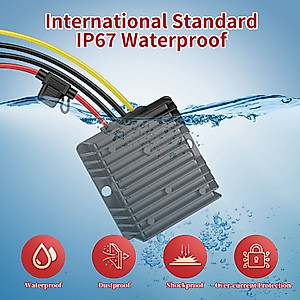 24VDC to 12VDC Converter 15A 180W, 18V to 12V Converter with Fuse Waterproof and Wire Terminal Block, Converter 24V to 12V for Cart LED Light Truck Vehicle Boat Solar System (Accept DC 15-40V Inputs)