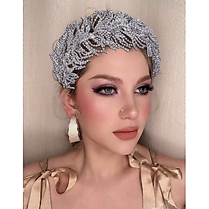 HAIPEI Wedding Headpieces for Bridal Rhinestone Bride Wedding Headband Hair Accessories for Women and bridesmaids, Silver